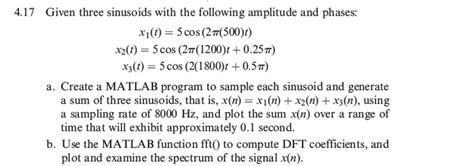 Solved 418 Using The Sum Of Sinusoids In Problem 417