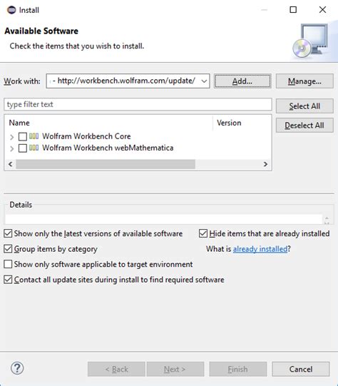 Wolfram 技术支持 How Do I Install The Wolfram Workbench Plugin For Eclipse