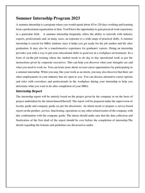 Sip Guidelines And Formats Pdf Internship Job Hunting