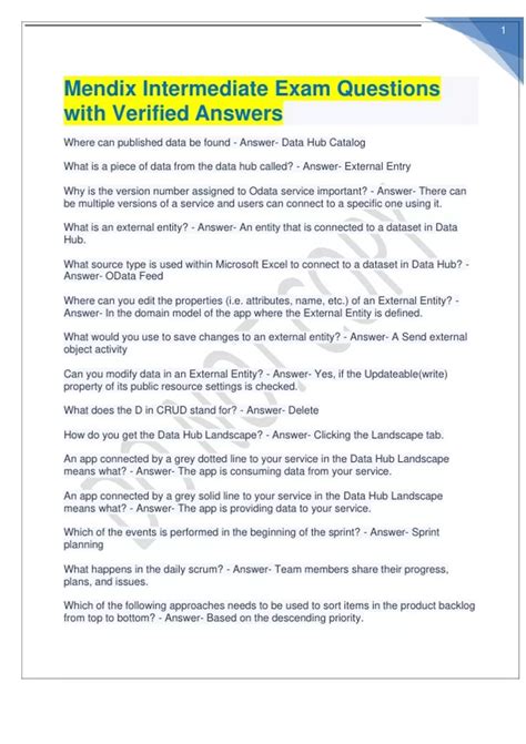 Mendix Intermediate Exam Questions With Verified Answers Mendix