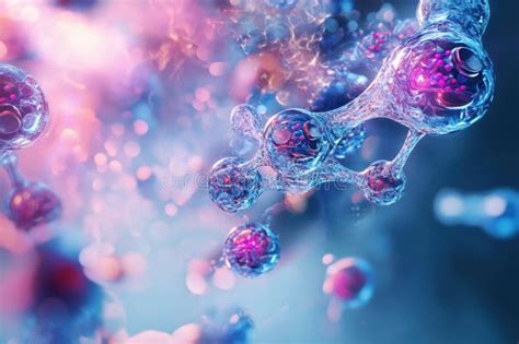 Colorful Molecular Structures With Vibrant Bubbles In A Scientific Setting Stock Illustration