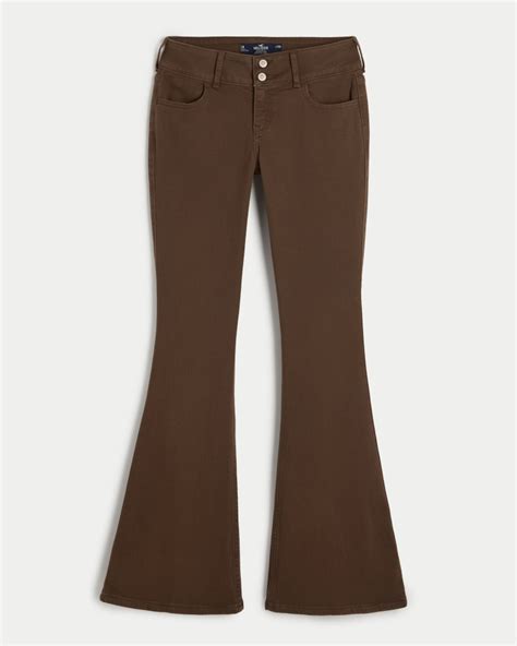 Womens Low Rise Brown Flare Jeans Womens Clearance