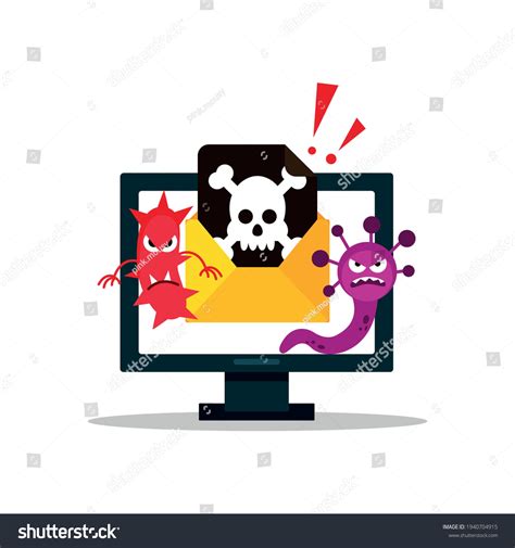 Computer Virus Attacks Laptop Computer Vector Stock Vector Royalty