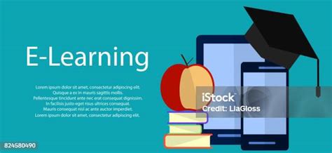 교육 Infographic입니다 E러닝 온라인 교육에 대 한 평면 벡터 일러스트 개념에 대한 스톡 벡터 아트 및 기타 이미지