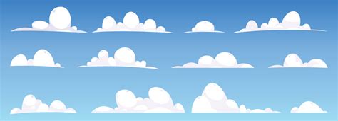 Cartoon Clouds Collection Vector Illustration Isolated On White