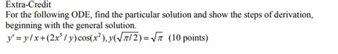 solved extra credit for the following ode find the