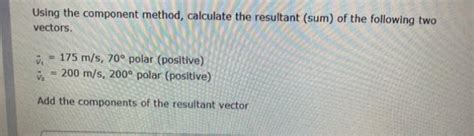 Solved Using The Component Method Calculate The Resultant Chegg