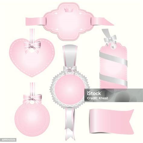 핑크 배지 라벨 및 리본 인사말 카드 벡터 태그 일러스트 레이 션의 설정 0명에 대한 스톡 벡터 아트 및 기타 이미지 0명