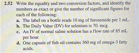 Solved 252 ﻿write The Equality And Two Conversion Factors
