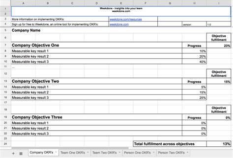 Okr Spreadsheet — Db