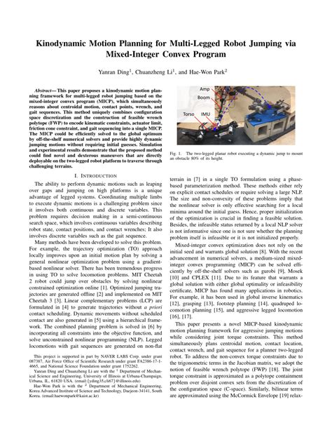 Pdf Kinodynamic Motion Planning For Multi Legged Robot Jumping Via
