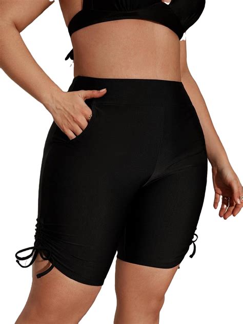 Swimming And Beach Plain Black Plus Size Bikini Bottoms 3xl