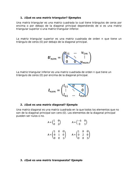 Qué Es Una Matriz Triangular La Matriz Triangular Superior Es Una
