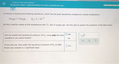 Solved O Kinetics And Equilibrium Using The Small X