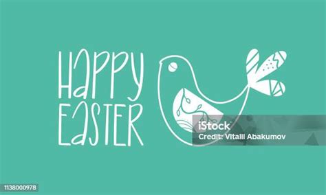 행복 한 부활절 필기 서 예 레터링 할로윈 터 계란 새 및 장식 요소 휴일 인사말 카드 초대장 포스터 배너 또는 배경 디자인 벡터 일러스트 4월에 대한 스톡 벡터 아트 및