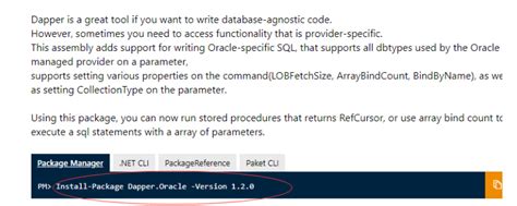 best practices for using dapper to operate oracle stored procedures in