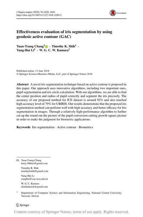effectiveness evaluation of iris segmentation by using geodesic active contour gac request pdf