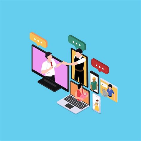 Premium Vector Online Interaction 3d Isometric