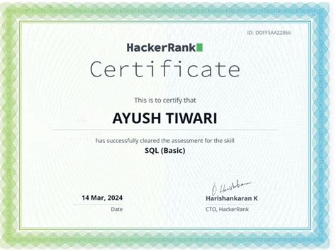 Ayush Tiwari On Linkedin Sql Hackerrankcertified Hackerrank