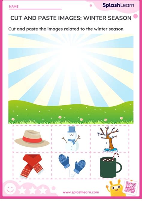 Cut And Paste Images Summer Season — Printable Ela Worksheet