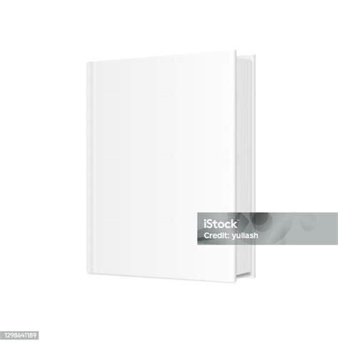 빈 책 템플릿입니다 Mockup 3d 벡터 사실적 흰색 덮개와 닫힌 책을 서 흰색 배경에 수직 빈 잡지 앨범 카탈로그 또는 일기