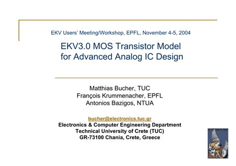 Pdf Ekv3 0 Mos Transistor Model For Advanced Analog Ic Design