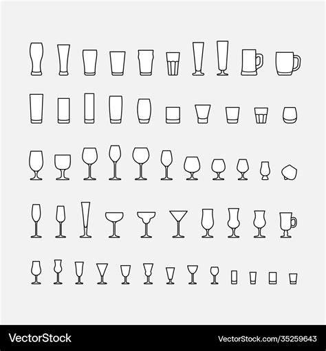 Bar Glassware Line Icons Royalty Free Vector Image