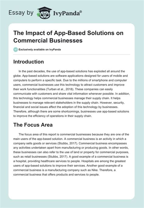 The Impact Of App Based Solutions On Commercial Businesses 2795 Words Essay Example
