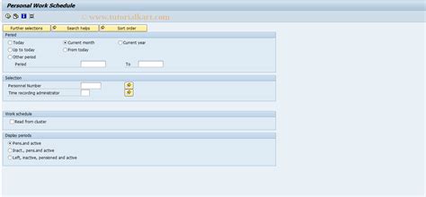 PT63 SAP Tcode Personal Work Schedule