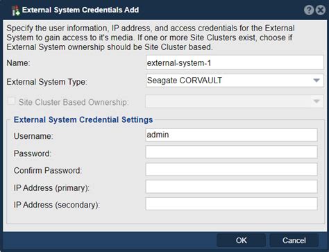 File Extrnl System Creds Add OSNEXUS Online Documentation Site