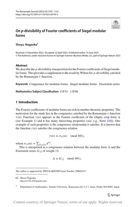 On P Divisibility Of Fourier Coefficients Of Siegel Modular Forms