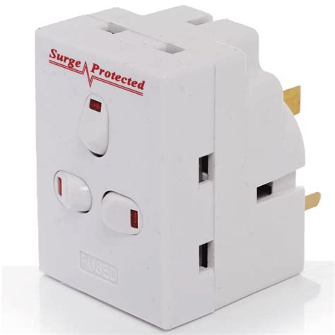 3 Way Switched Surge Protected Plug Adaptor