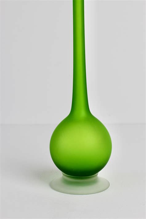 1970s Colorful Green Carlo Moretti Satinato Italian Murano Glass Pencil Vase For Sale At 1stdibs