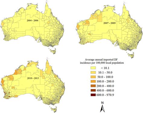 Spatiotemporal Distribution Of Average Annual Imported Df Incidence Per Download Scientific