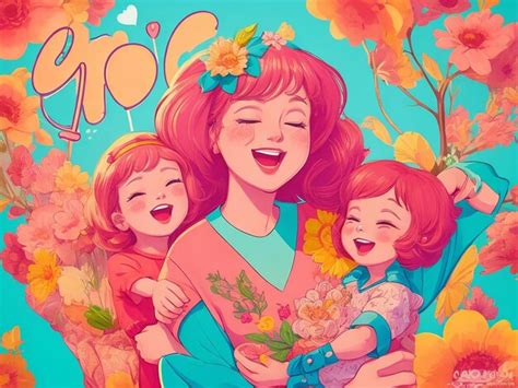 Premium Ai Image Happy Mother Day Celebration Cartoon Illustration