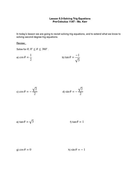 Lesson 3 Solving Trig Equations 2122 Pages Pdf