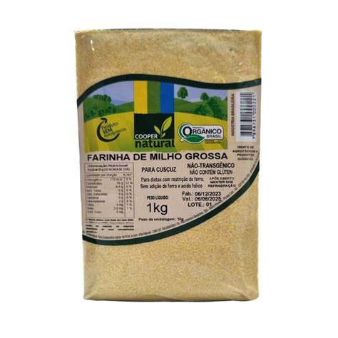 Farinha De Milho Grossa Para Cuscuz Orgânica Coopernatural 1kg