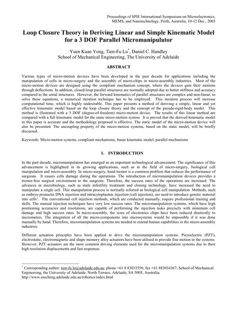 Pdf Loop Closure Theory In Deriving Linear And Simple Kinematic Model For A 3 Dof Parallel