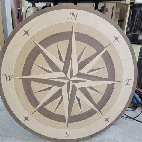 Diy Wood Floor Inlay Medallion Ideas Wooden Compass Floor Tile