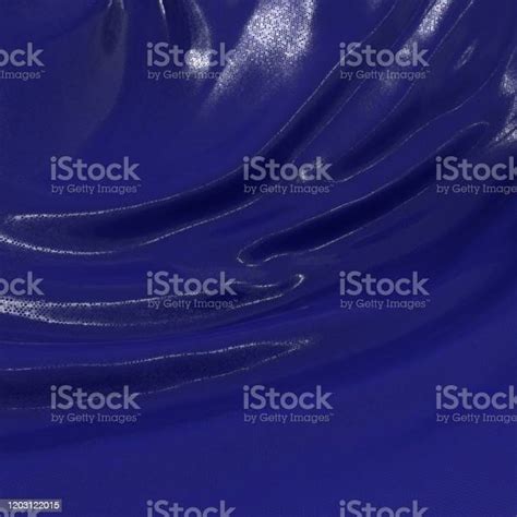 추상적이고 반짝이는 고급 실크 천으로 주름이 있는 액체 파의 모양 인기 팬텀 블루 색상의 사틴 또는 벨벳 소재 배경 3d 일러스트레이션 곡선에 대한 스톡 사진 및 기타
