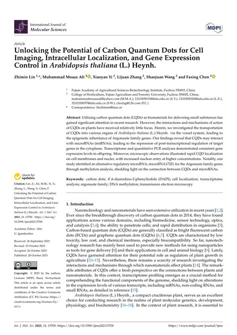 pdf unlocking the potential of carbon quantum dots for cell imaging