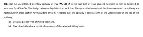 Solved 23 40p An Uncontrolled Overflow Spillway Of 7 A Chegg