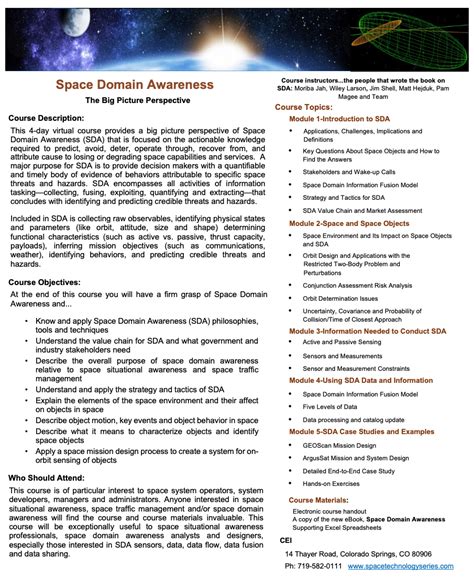 Space Domain Awareness Course
