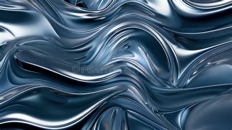 Dynamic Navy Blue And Silver Abstract Pattern Fluid Swirling Lines And Vibrant Atmosphere