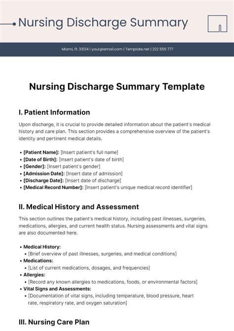 Free Nursing Discharge Summary Template To Edit Online