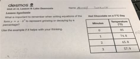 Solved Desmos Unit A16 Lesson 9 Lake Desmosia Name Lesson