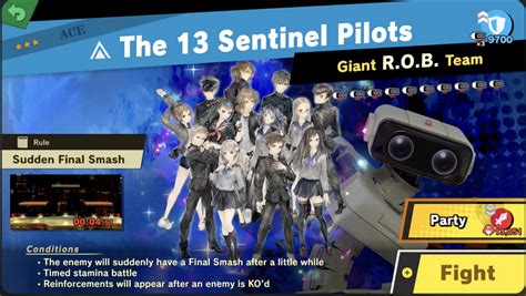 The 13 Sentinel Pilots Spirit Battle Super Smash Bros Ultimate
