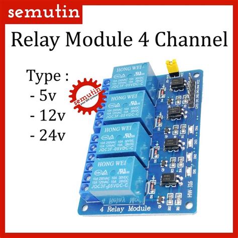 Jual Relay Module 4 Channel DC 5V 12V 24V Optocoupler Hig Low Trigger DIY Arduino Di Lapak
