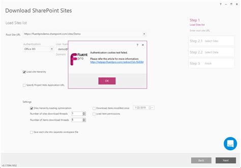 Authentication Cookies Test Failed Due To Project Online Connection