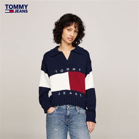 Пуловер Женский Tommy Hilfiger темно синий Нитрил Вискозный шелк
